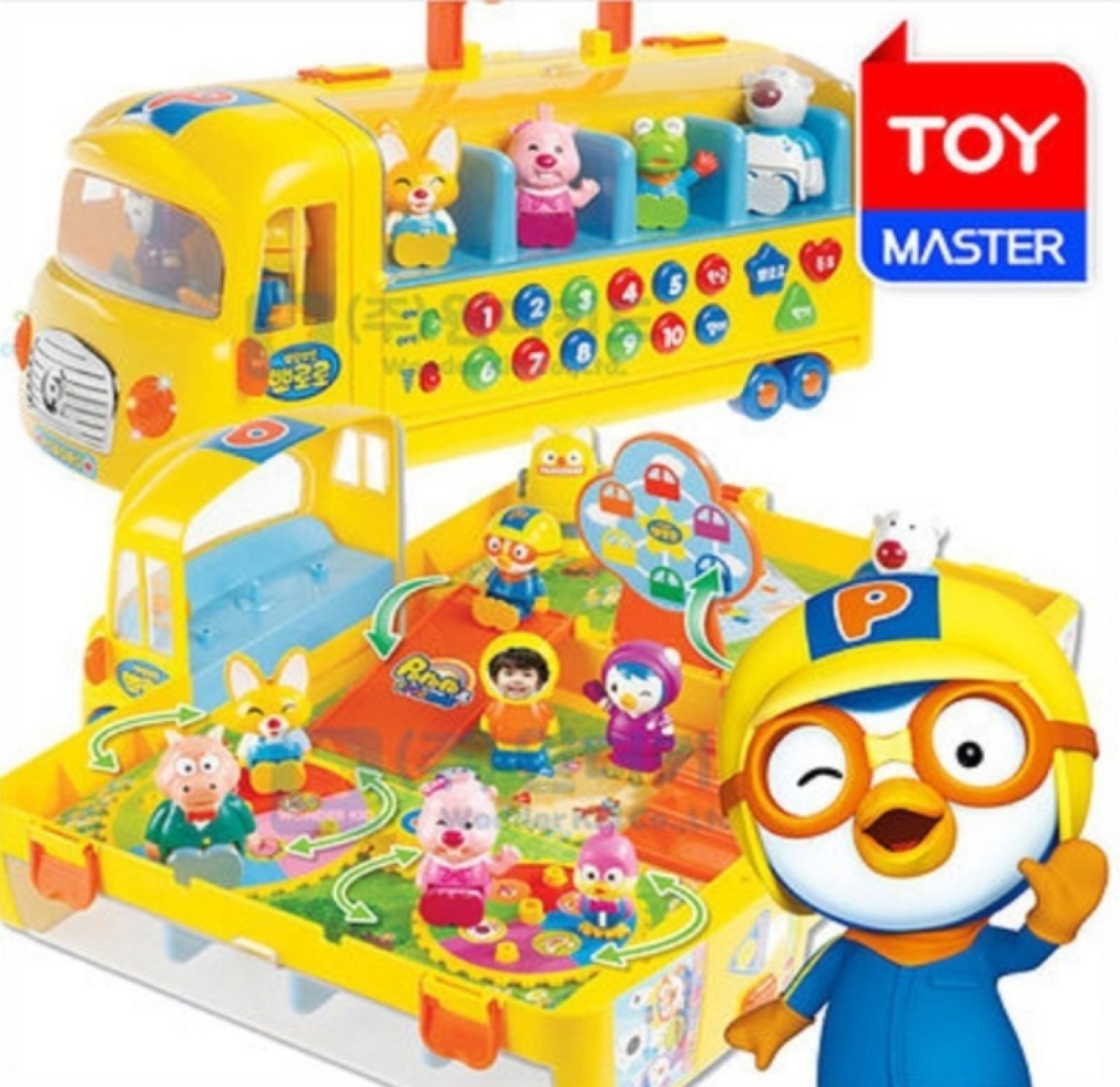 Pororo Bang ! School Bus Play Set/Foldable Bus Toy/Convenient Handle/My ...